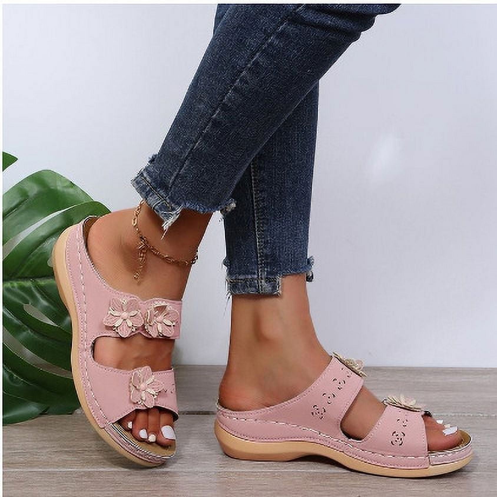 Wedge Sandals for Women Summer Casual Beach Wedge Shoes Slip on ...
