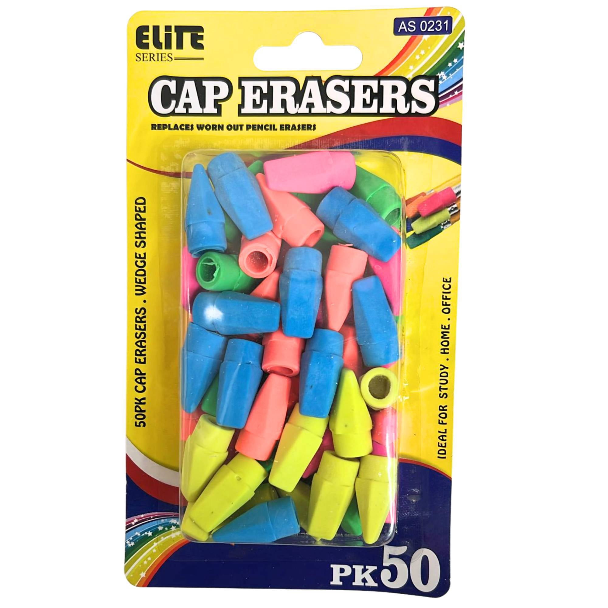 Wedge Shape Cap Erasers Replaces Worn-Out Pencil Erasers: 50CT ...