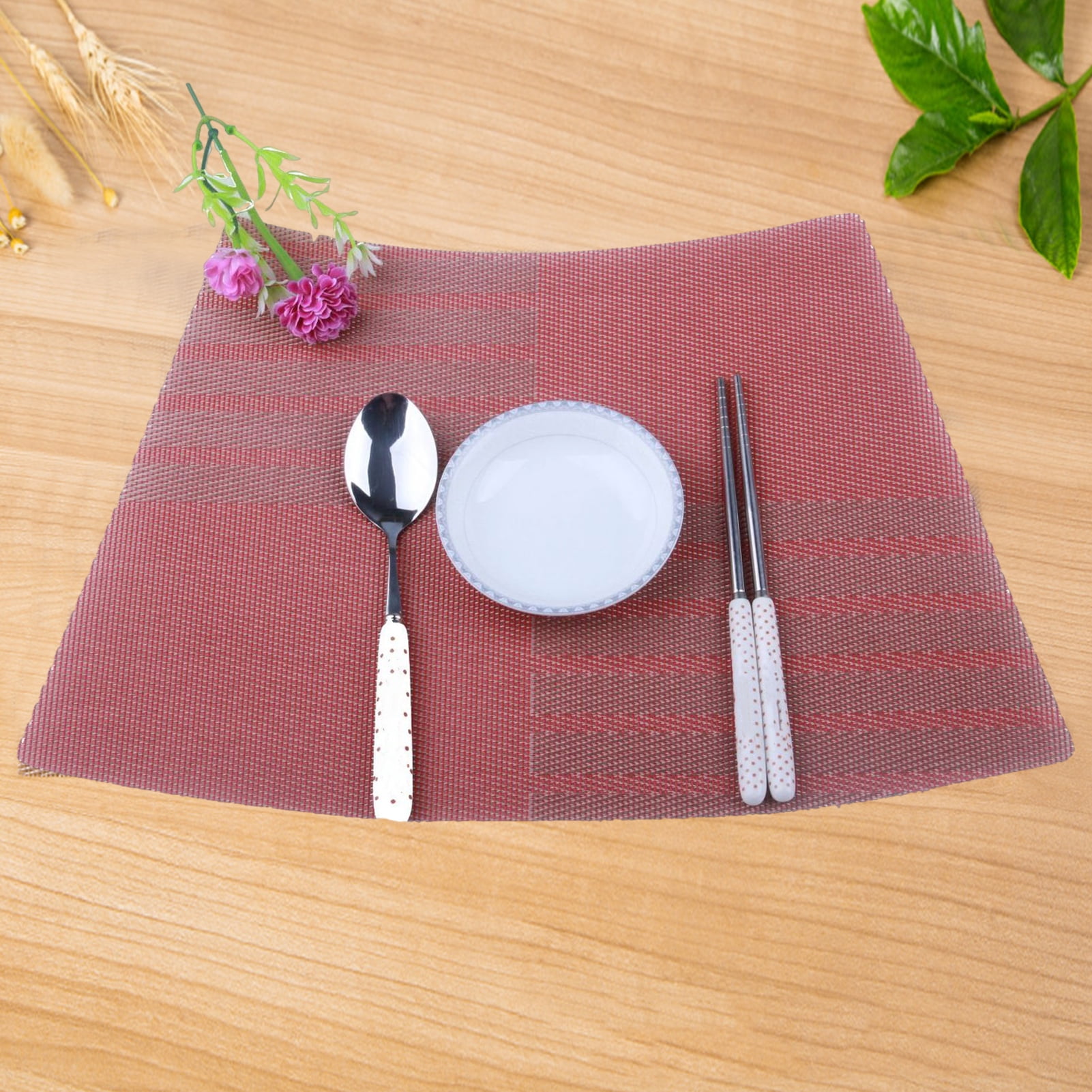 Wedge Shaped Placemats for Dining Table Cross-Weave Washable Vinyl ...