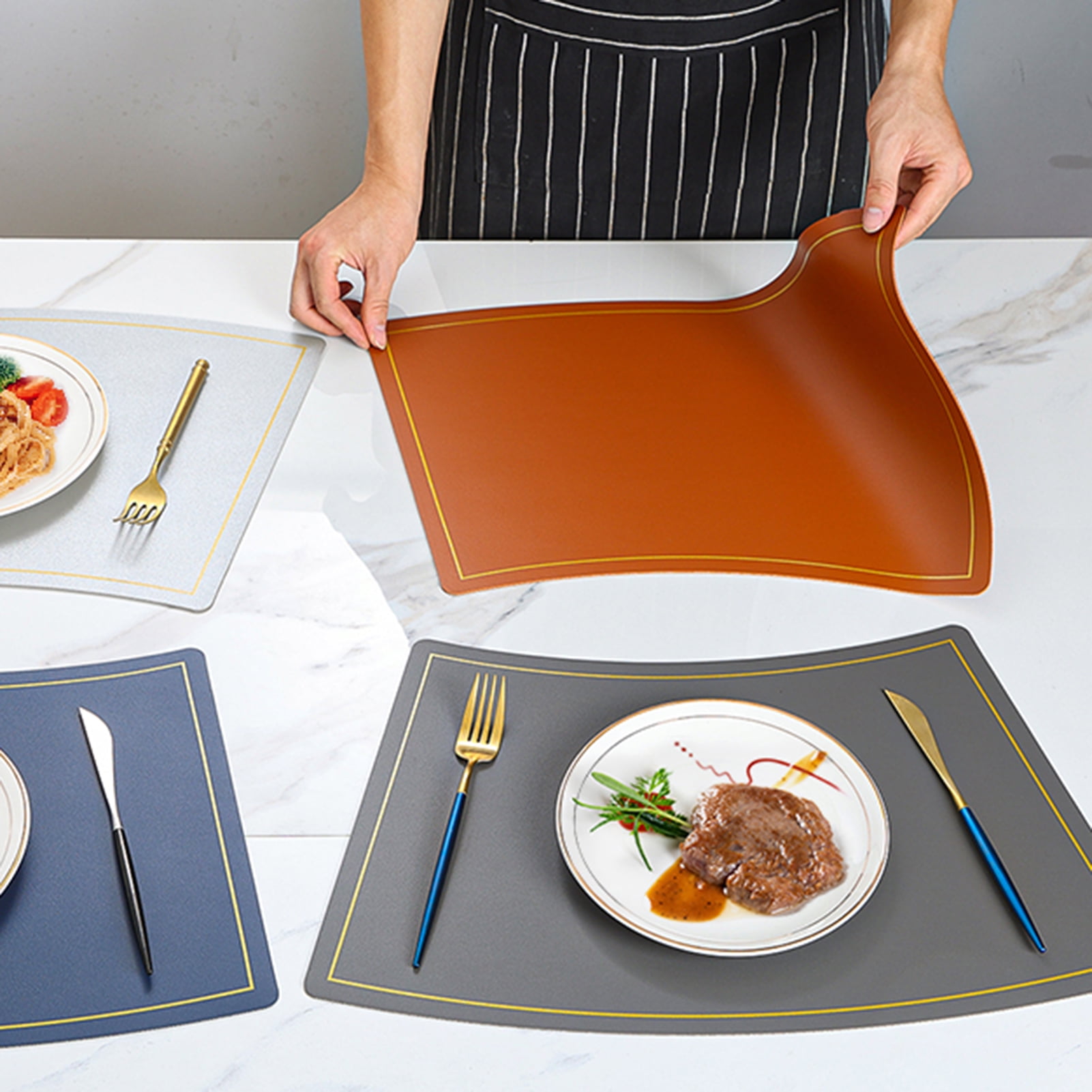 Wedge Shaped Table Placemat Waterproof Double Layer Heat-Insulated Wear ...