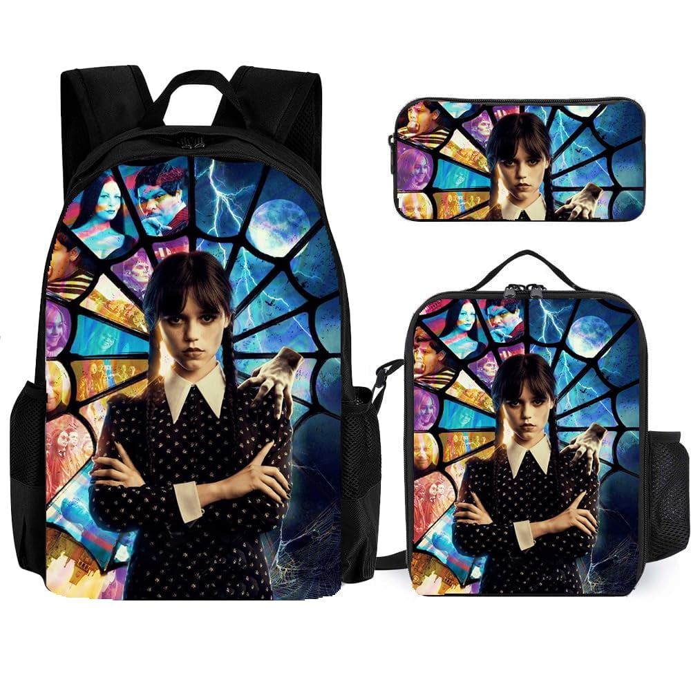 Wedne-sday Backpack Set Novelty Laptop Backpack With Lunch Bag ...