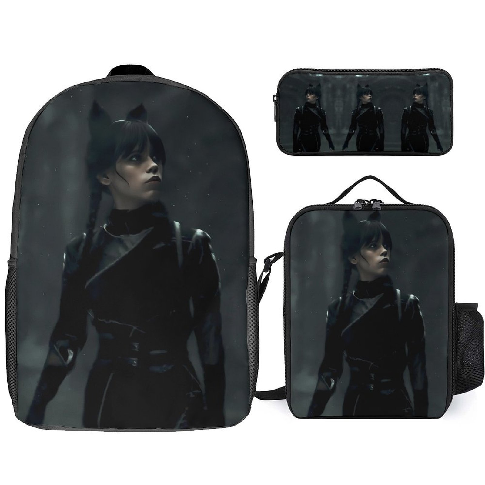 Wednes-day 3Pcs Backpack Set, 17 Inch Large Capacity Unisex Daypack ...