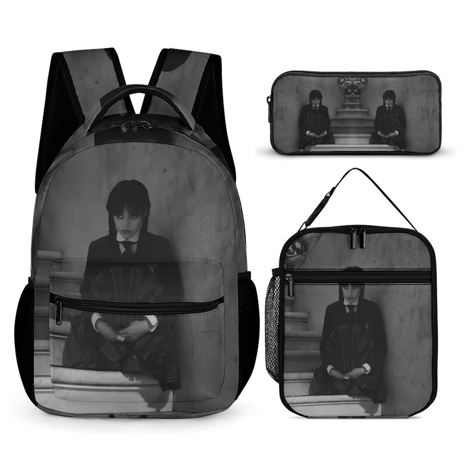 Wednes-day Backpack Set, Large Capacity Computer Bag with Lunch Box And ...