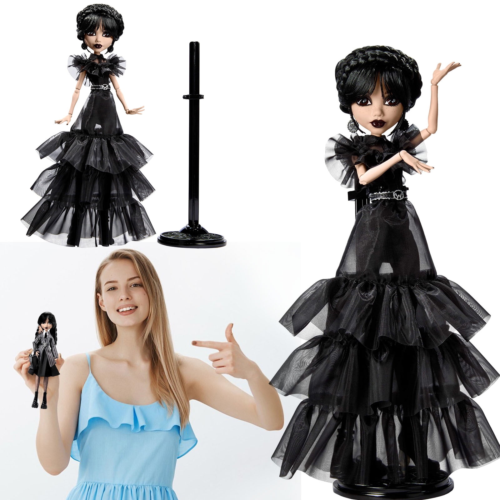 Wednesday Ad-ams Family Girls Doll Black 9.8 inch Dolls, Black Dress ...