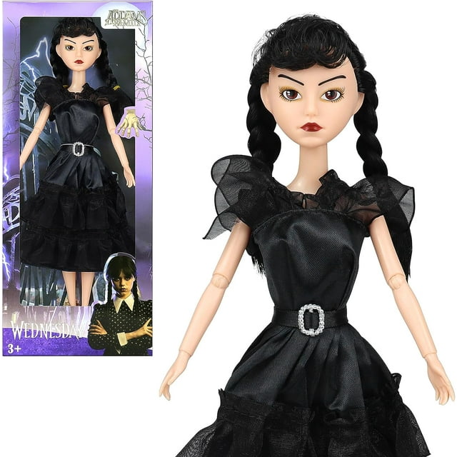 Wednesday Adams Action Figure Toy with Black Dress, Wine Lip, Skirt ...