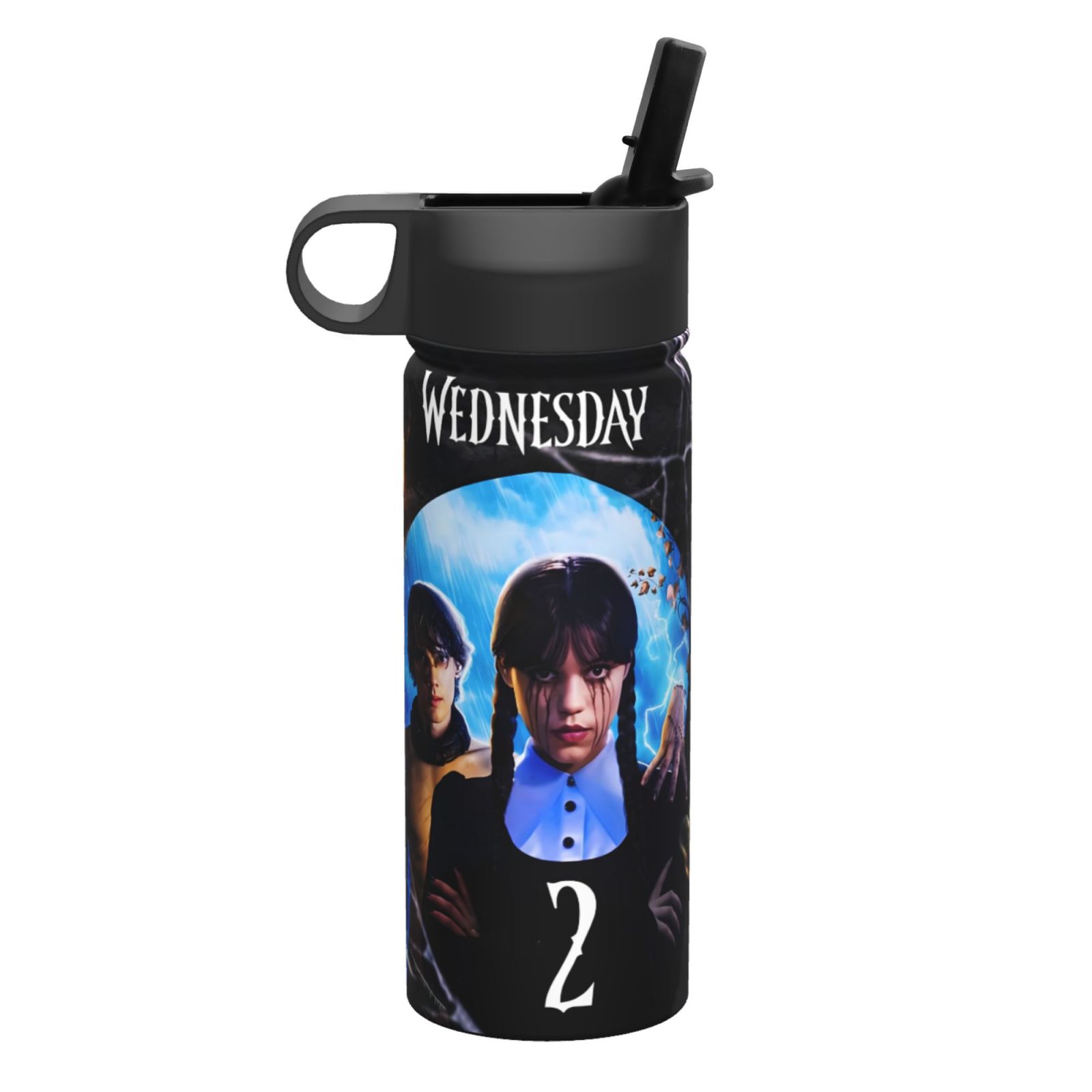 Wednesday Addams 2 Kids Insulated Water Bottle With Straw - 18 Oz ...