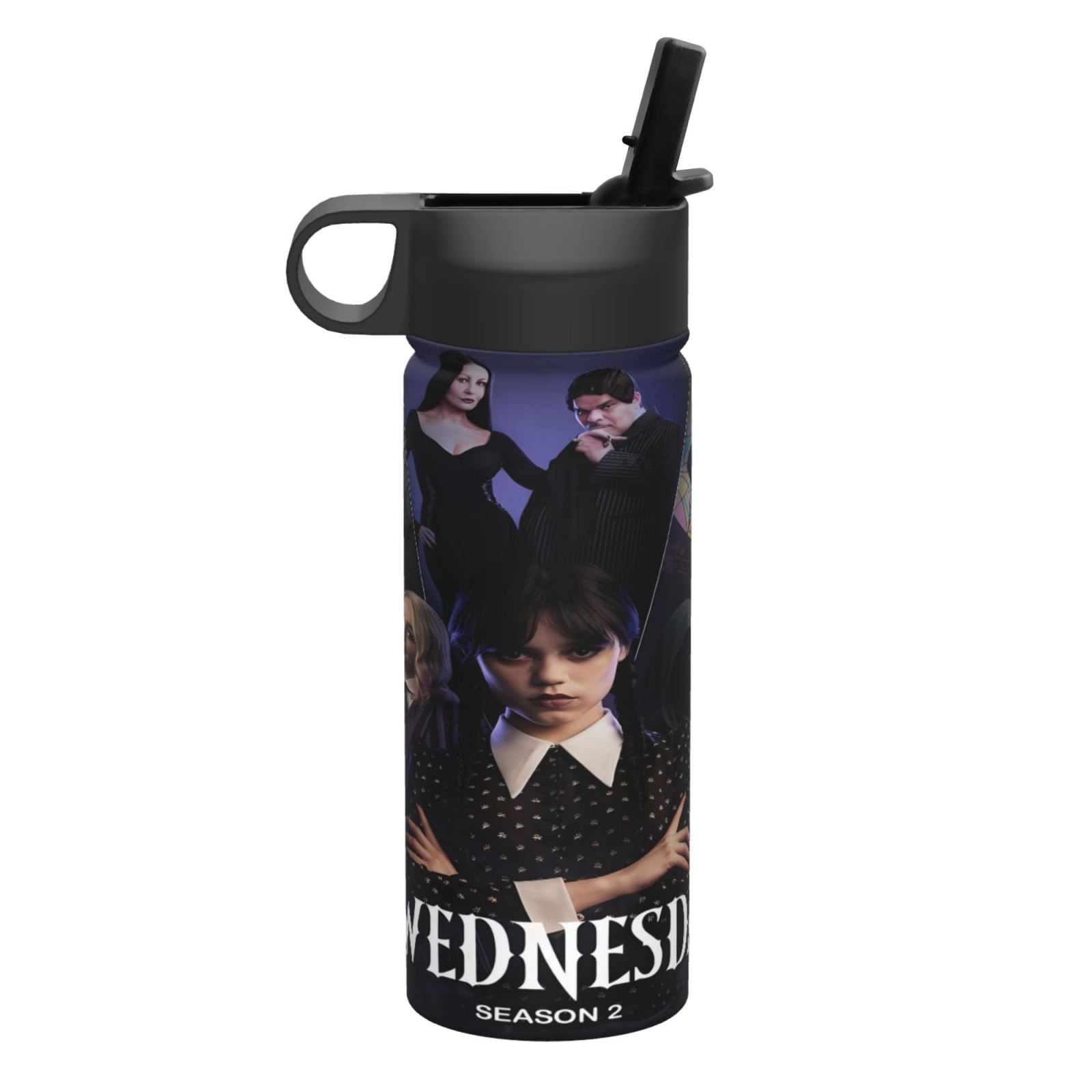 Wednesday Addams 2 Kids Insulated Water Bottle With Straw - 18 Oz ...
