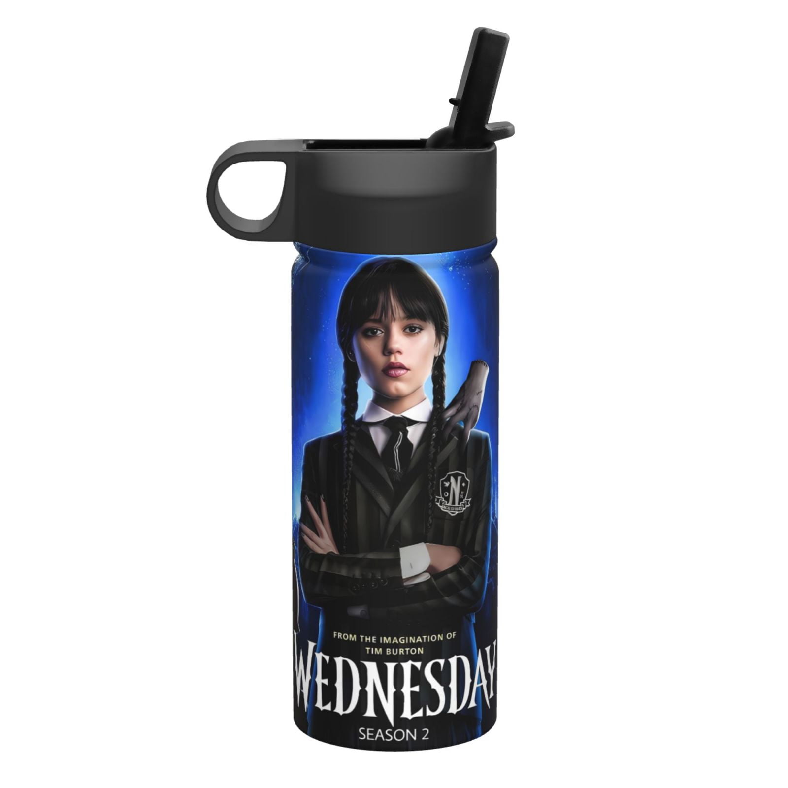 Wednesday Addams 2 Kids Insulated Water Bottle With Straw - 18 Oz ...