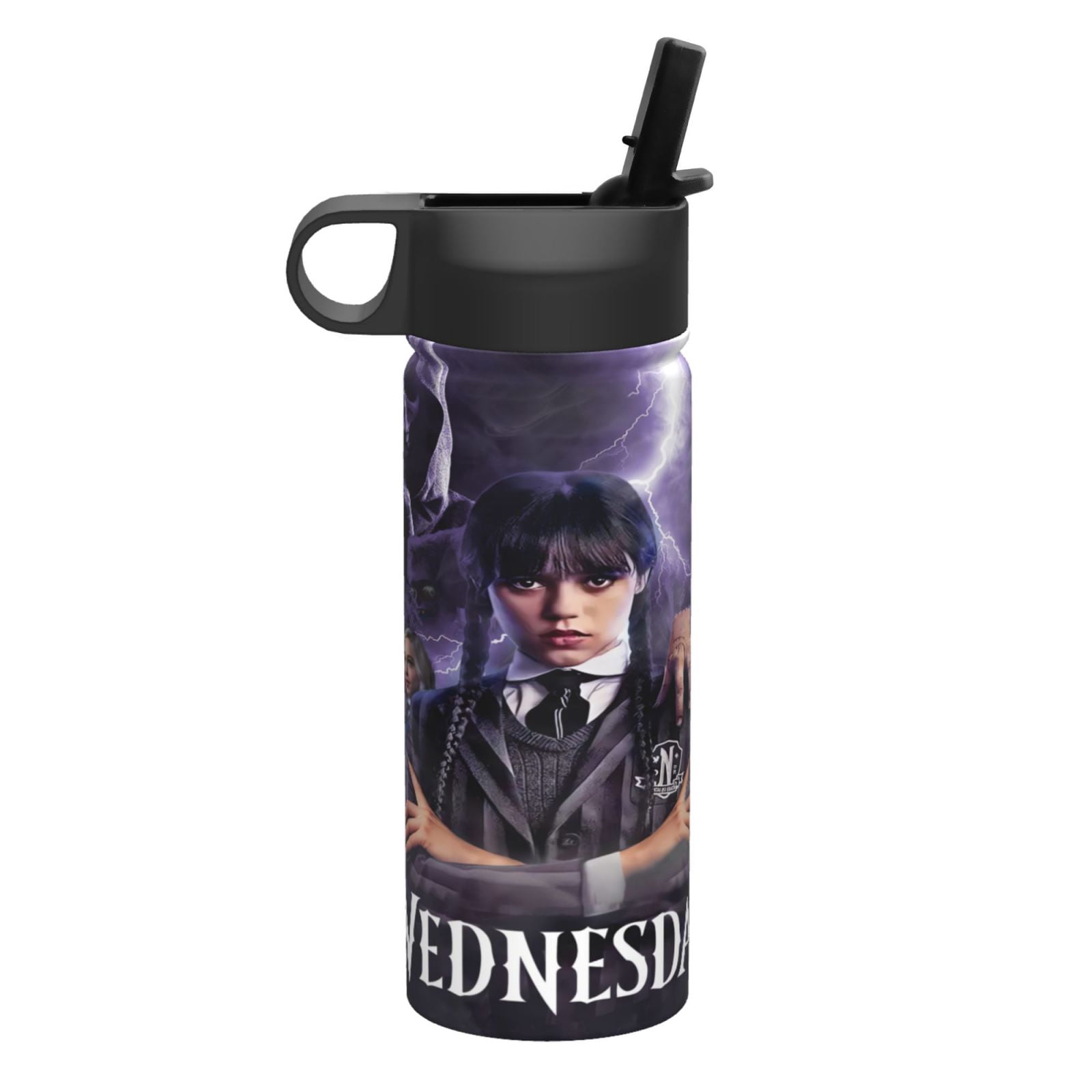Wednesday Addams 2 Kids Insulated Water Bottle With Straw - 18 Oz ...