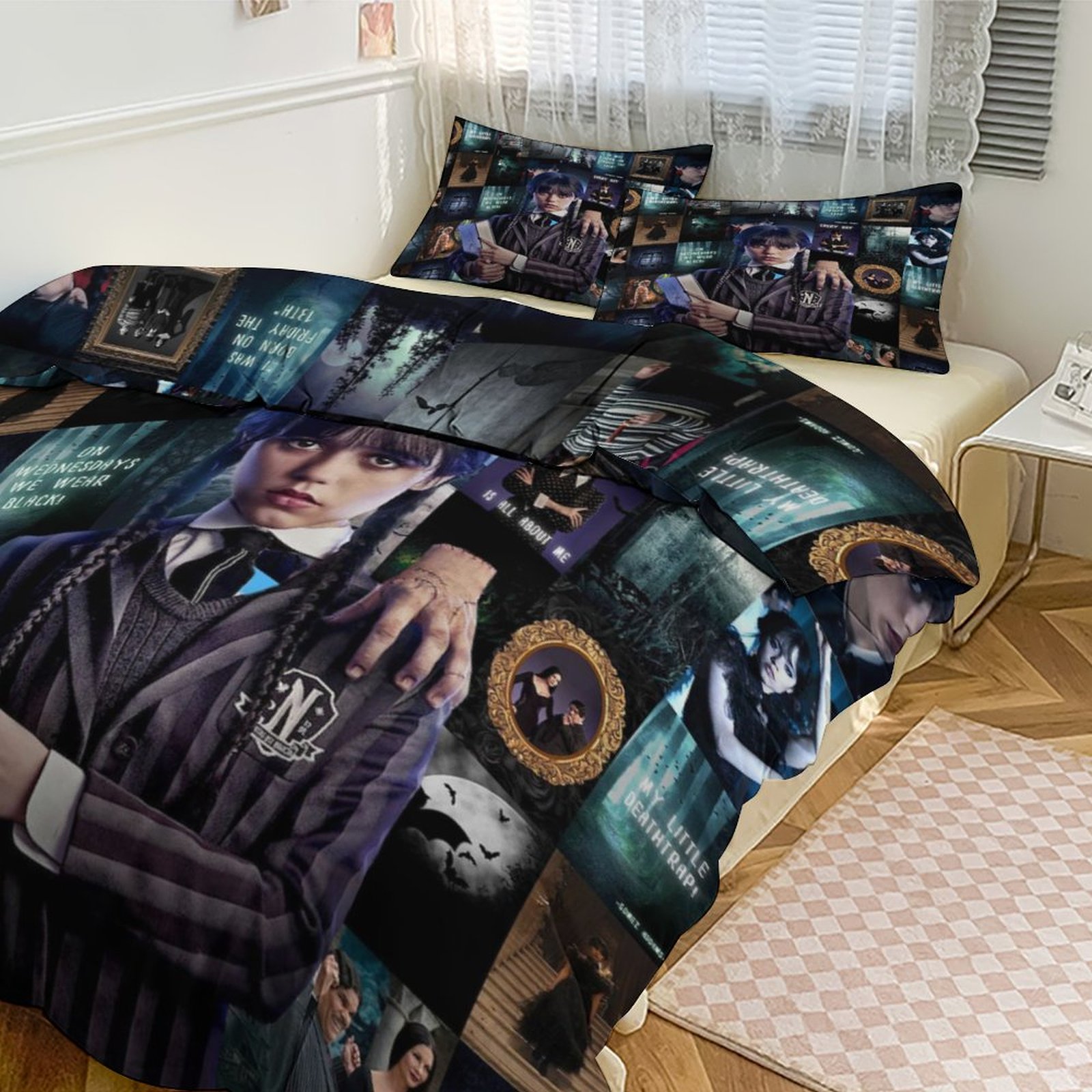 Wednesday Addams 3-Piece Bedding Set Double-sided Printing Duvet Cover ...