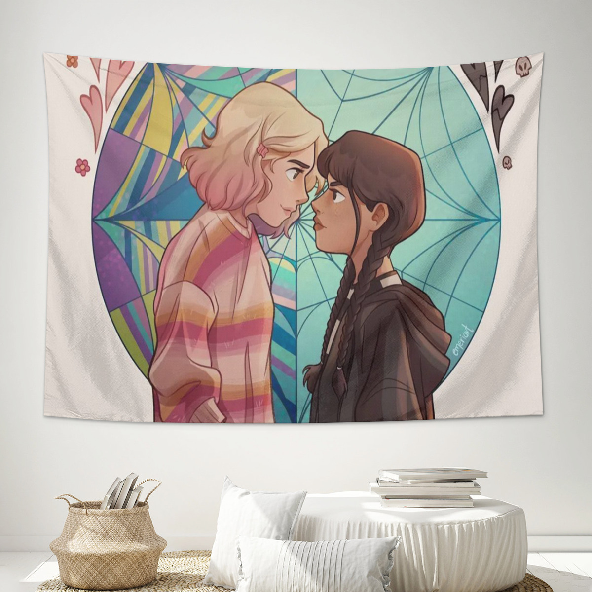 Wednesday Addams Anime Poster Tapestry - Large Wall Art Background ...