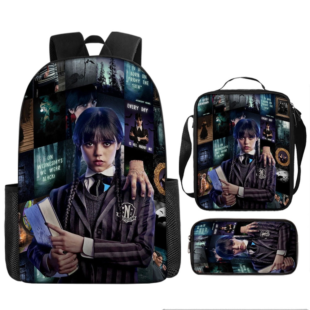 Wednesday Addams Backpack 3 Piece Set for Teenagers Men Women Fashion ...