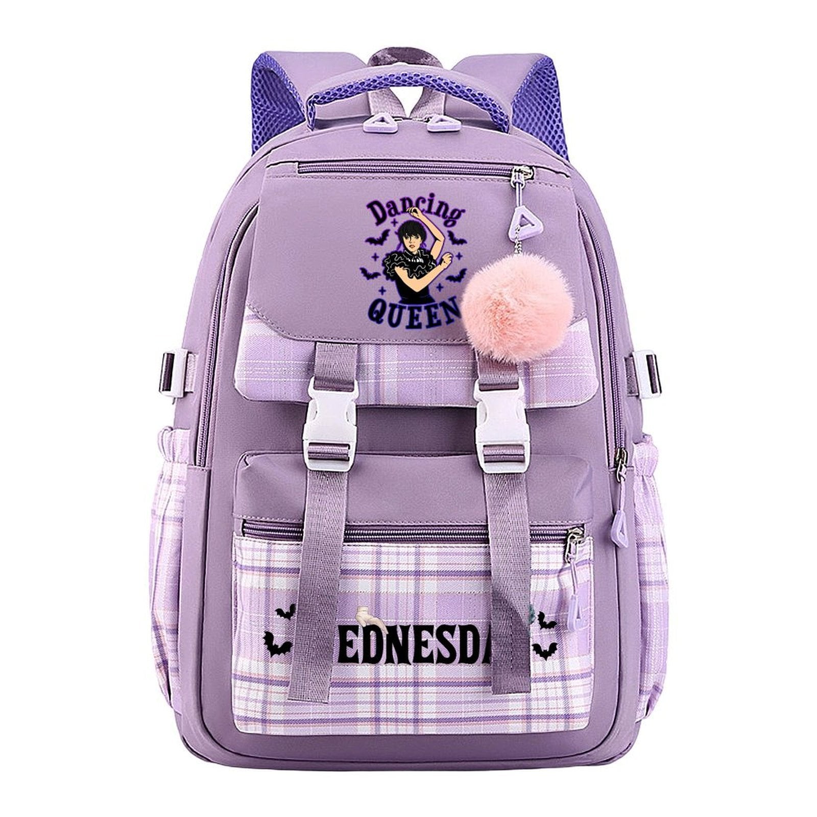 Wednesday Addams Backpack with Kawaii Plush Pendant, 17.3inch ...
