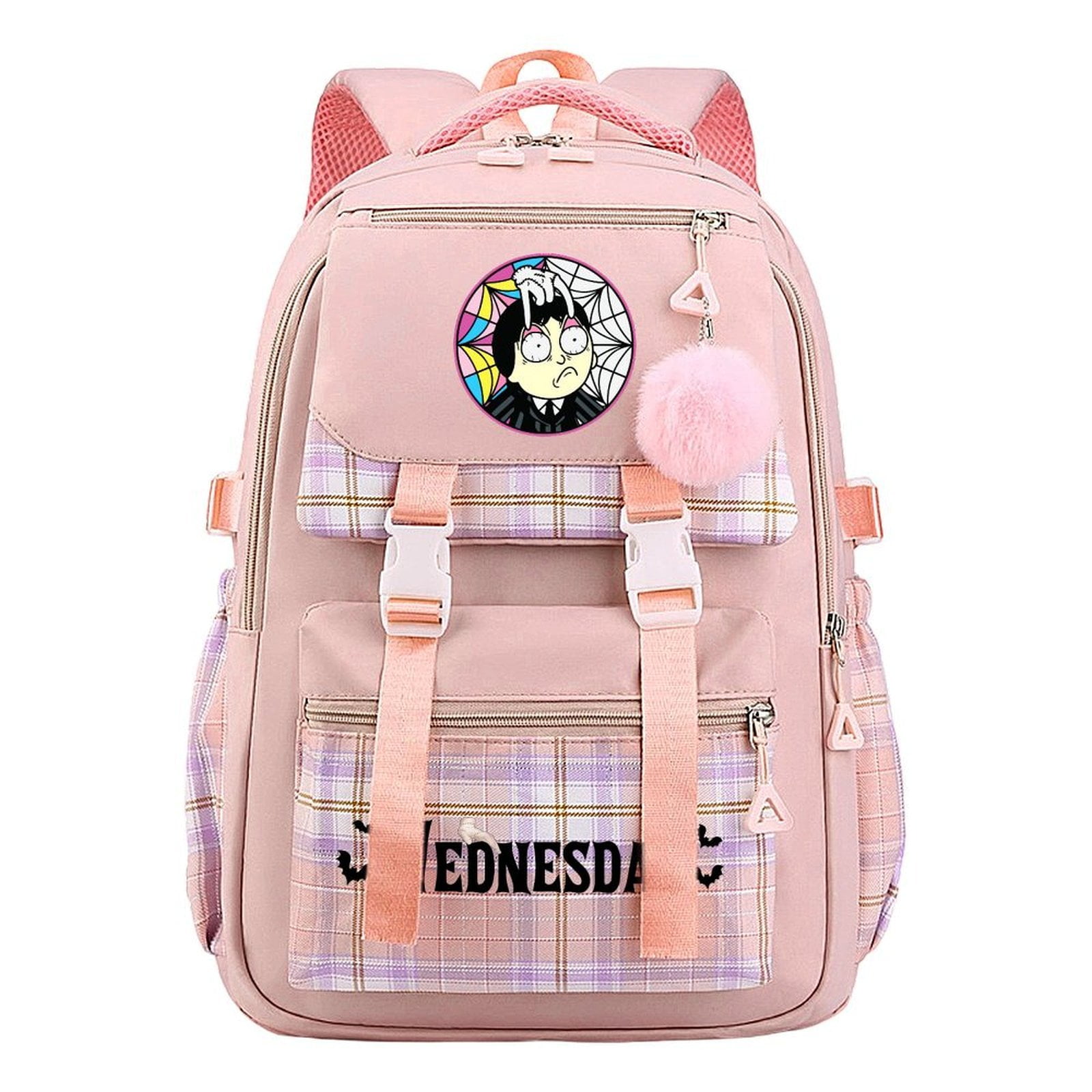 Wednesday Addams Backpack with Kawaii Plush Pendant, 17.3inch ...