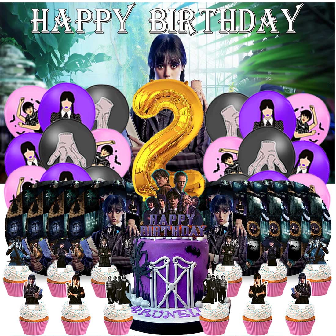 Wednesday Addams Balloons Party Supplies 2nd Decor Tableware Birthday ...