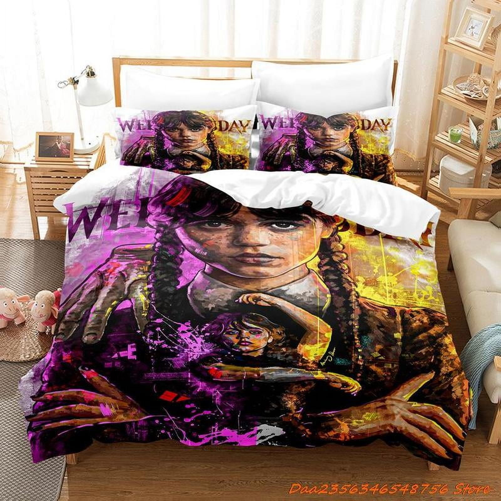 Wednesday Addams Bedding Set Cartoon Anime three-piece set Adult Kid ...