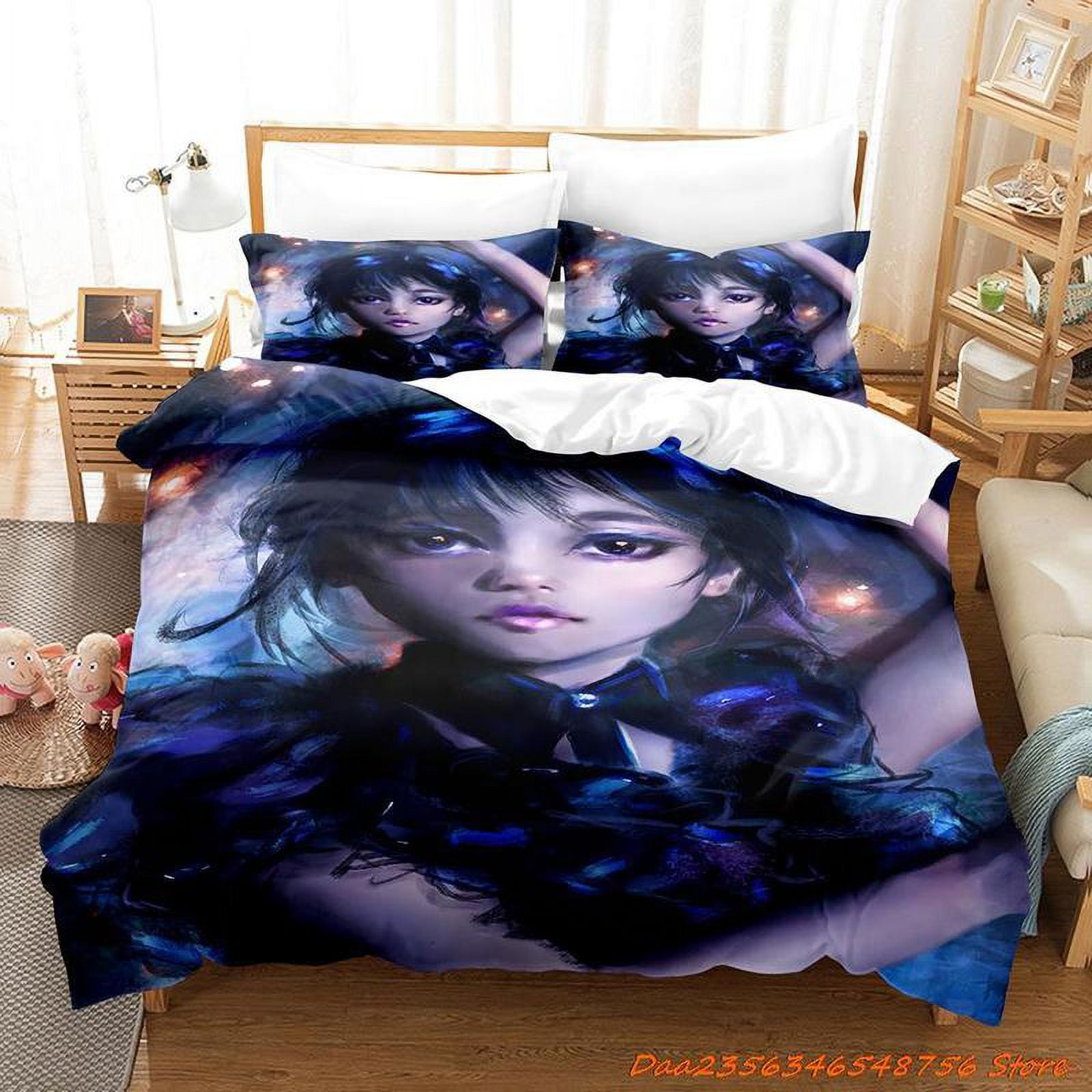 Wednesday Addams Bedding Set Cartoon Anime three-piece set Adult Kid ...