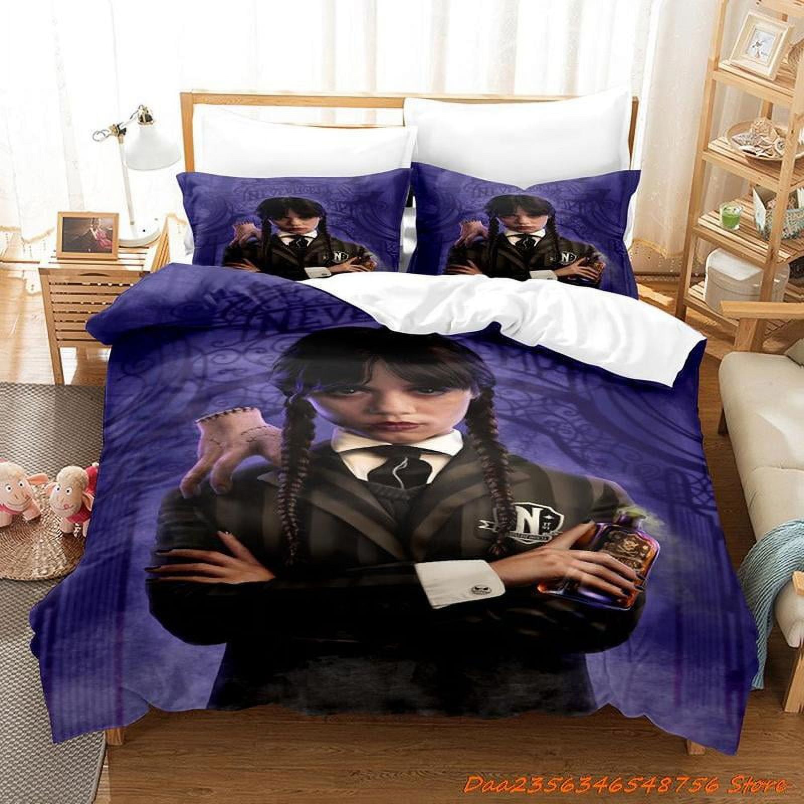 Wednesday Addams Bedding Set Cartoon Anime three-piece set Adult Kid ...