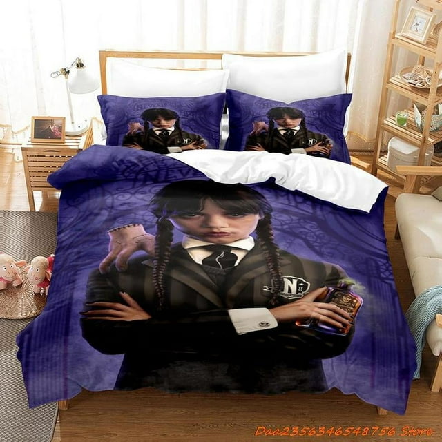 Wednesday Addams Bedding Set Cartoon Anime three-piece set Adult Kid ...