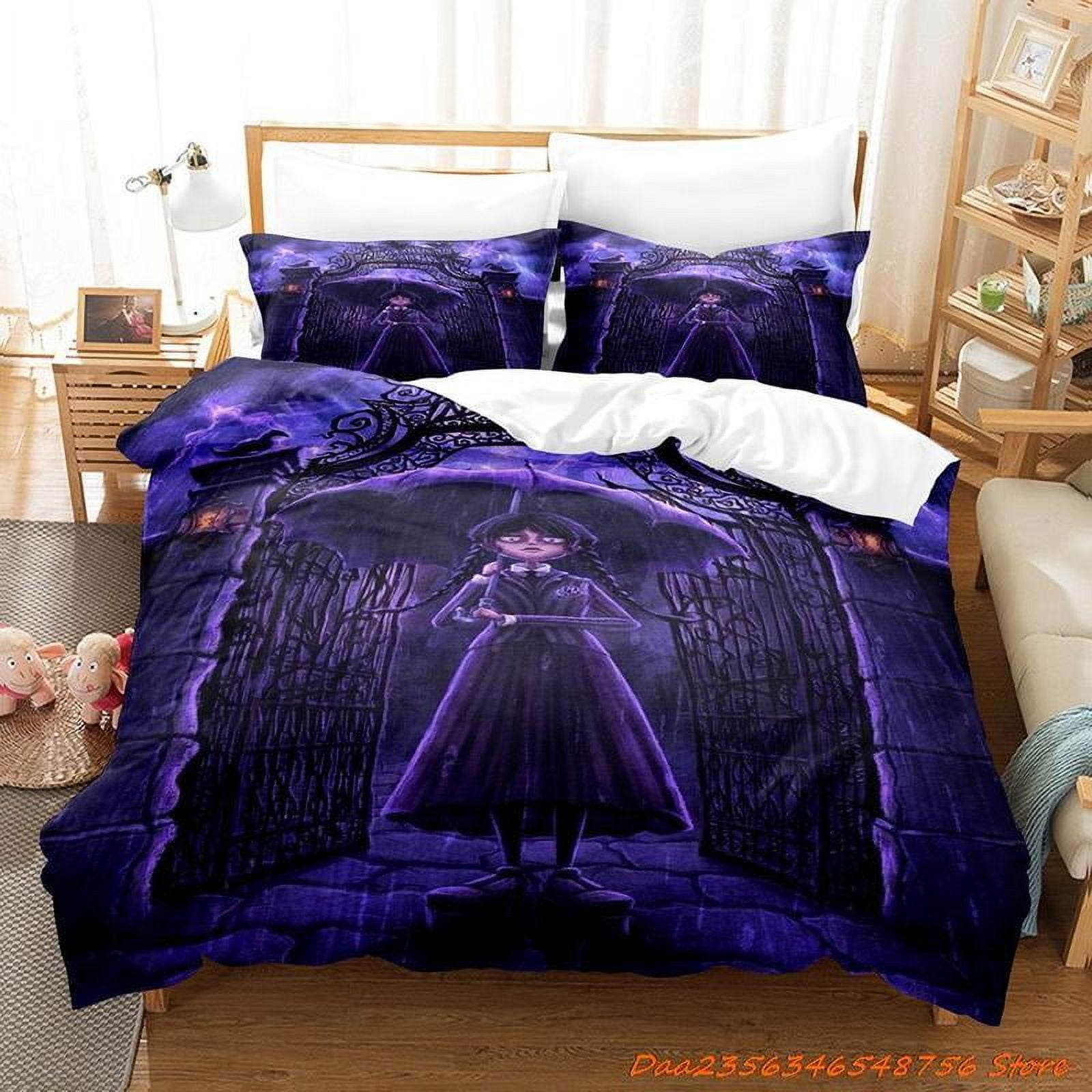 Wednesday Addams Bedding Set Cartoon Anime three-piece set Adult Kid ...