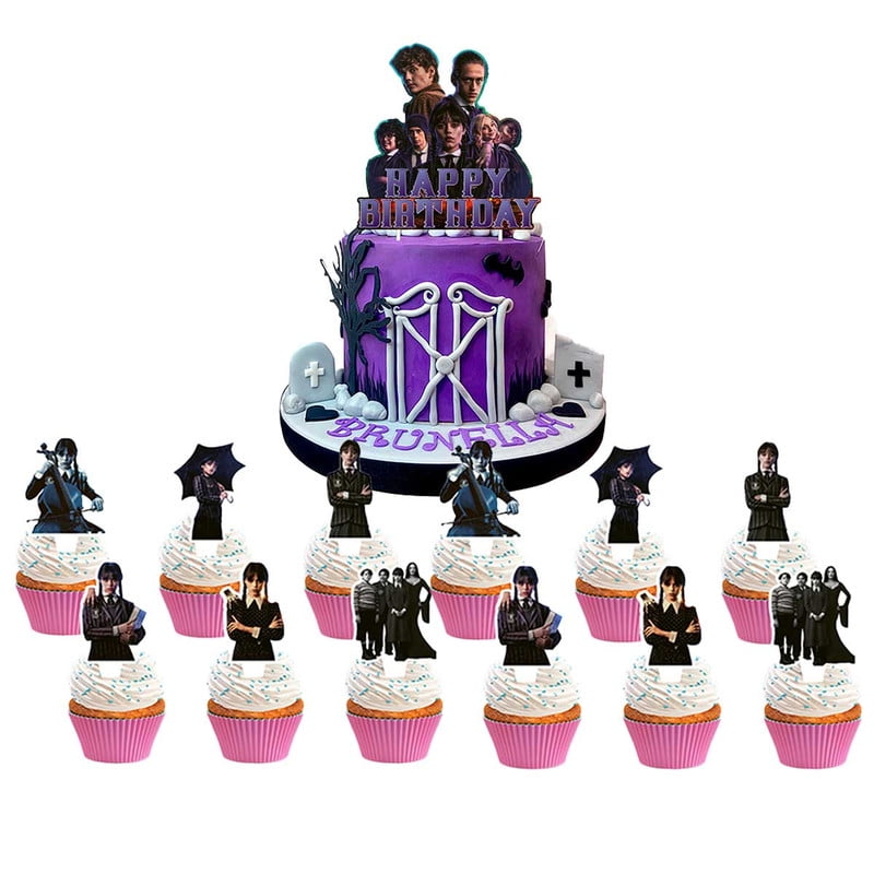 Wednesday Addams Cake Topper Cupcake Set Party Supplies Decoration ...