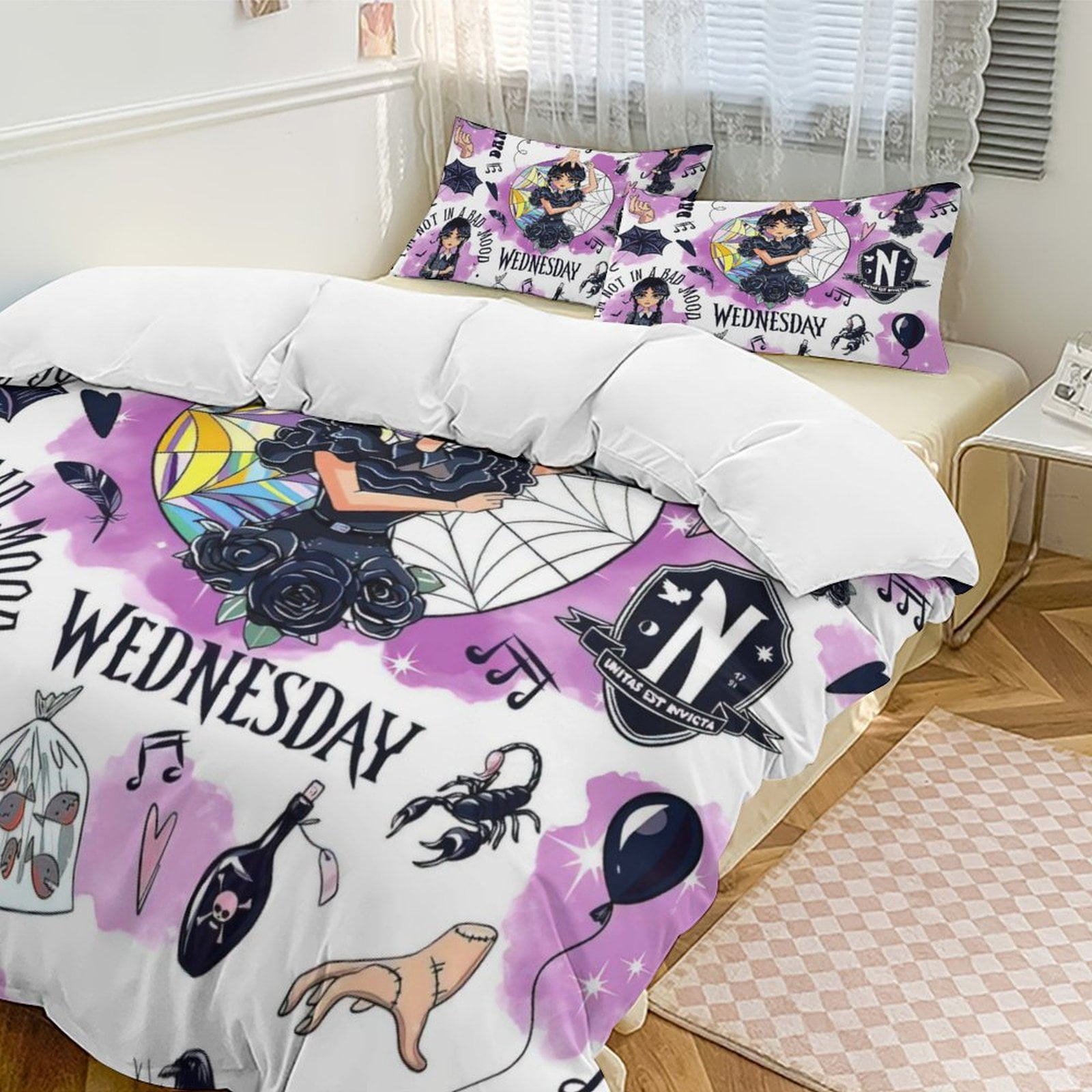 Wednesday Addams Comforter Bedding Set Cover 3 Piece with 2 Pillow ...