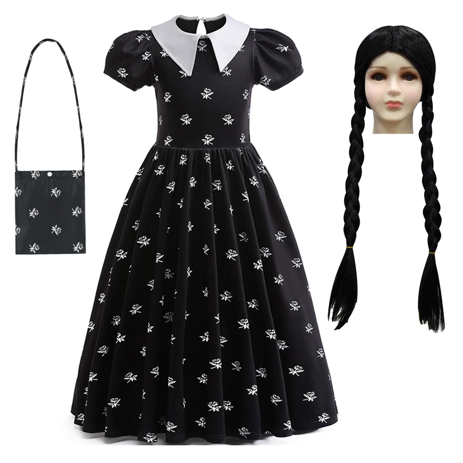 Wednesday Costume Dress Bag for Kids Girls Halloween Black Uniform ...