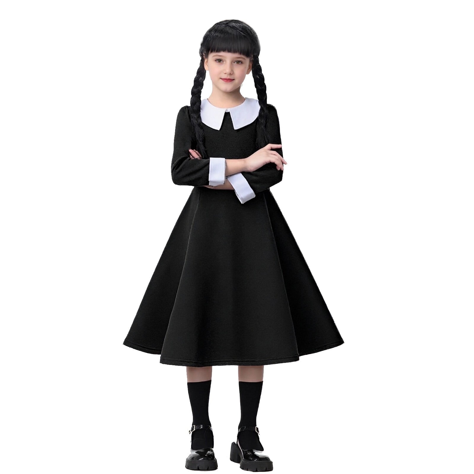 Wednesday Addams Costume Girls Wednesday Halloween Costume Dress With ...