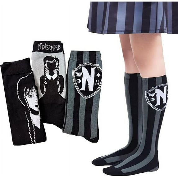 Wednesday Addams Crew Socks Kawaii Gift Set with Coffin-Shaped Gift Box ...