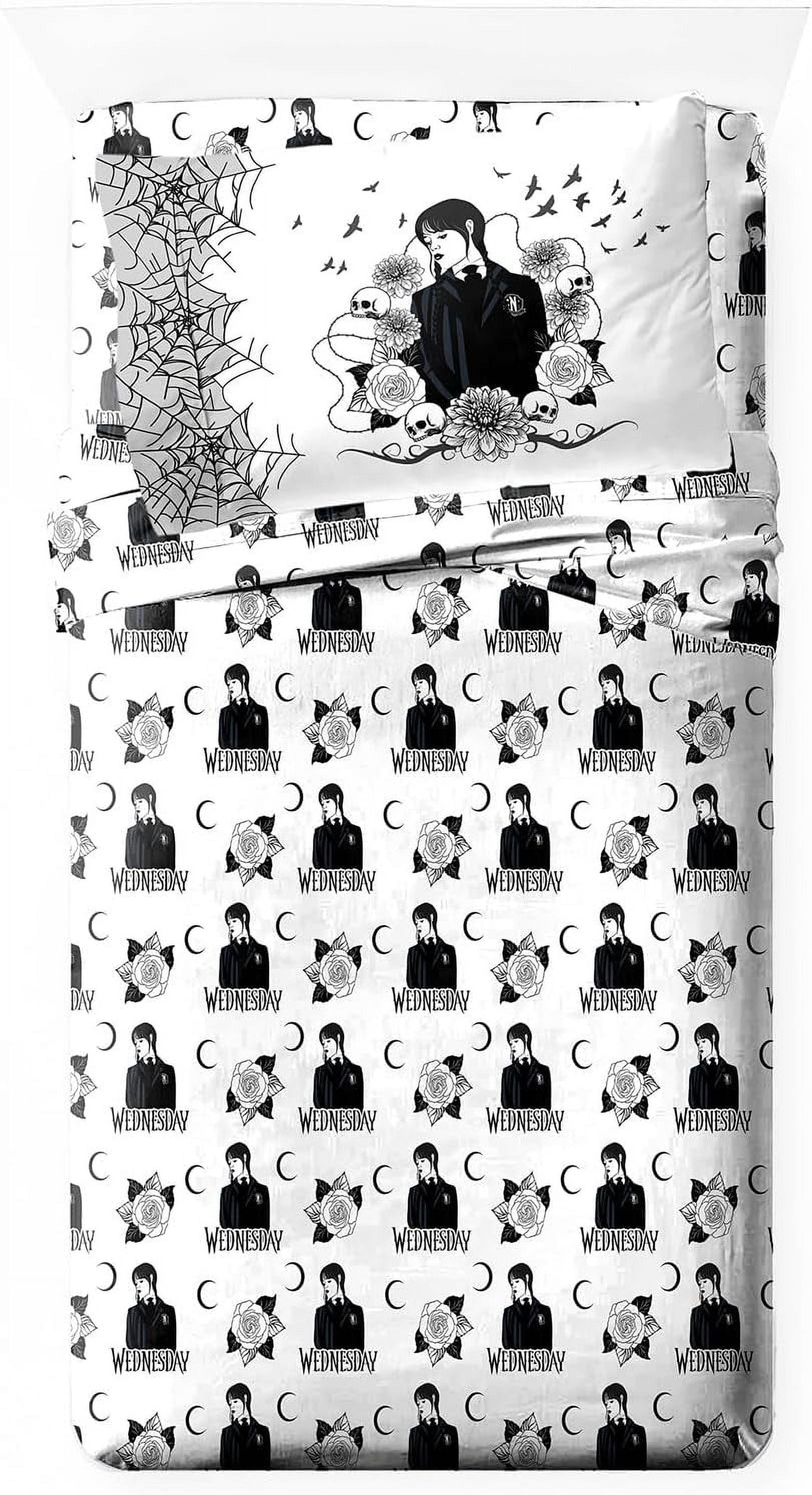 Wednesday Addams Dark Angel 3 Piece Twin Size Sheet Set - Walmart.com