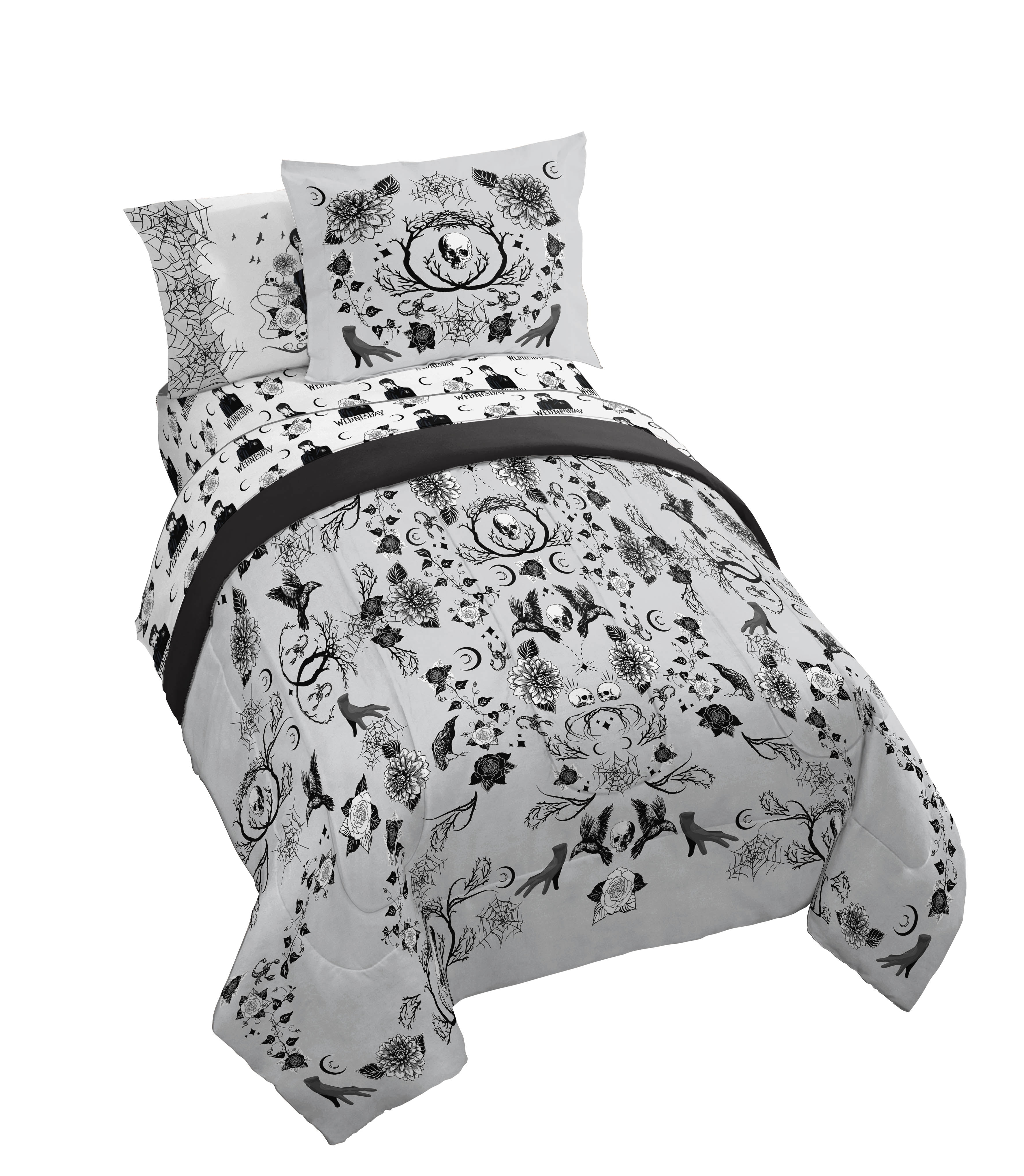 Wednesday Addams Dark Angel 5 Piece Twin Size Bed Set with Shams ...