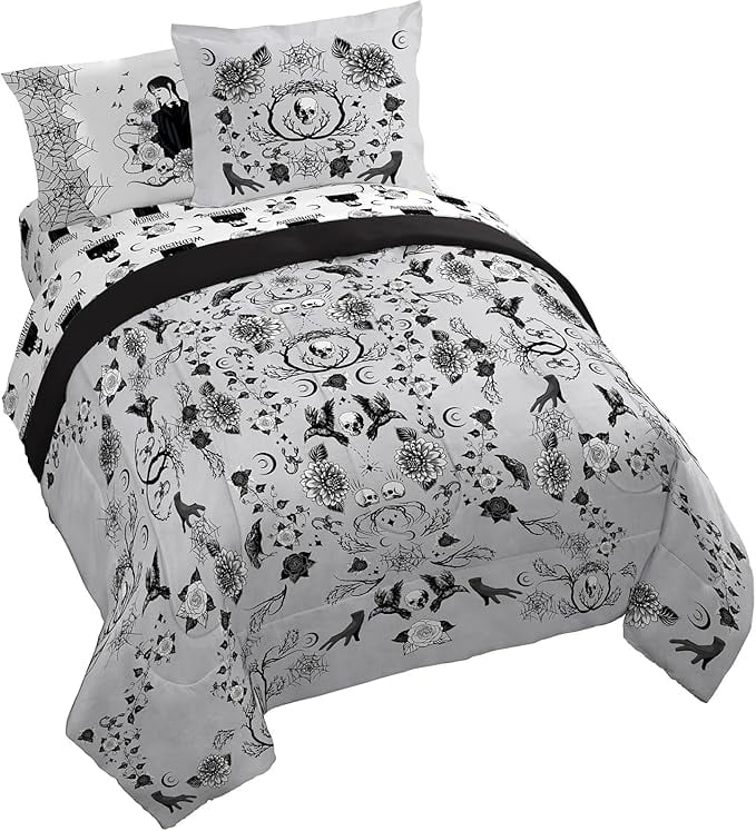 Wednesday Addams Dark Angel 7 Piece Queen Size Bed Set with Shams ...