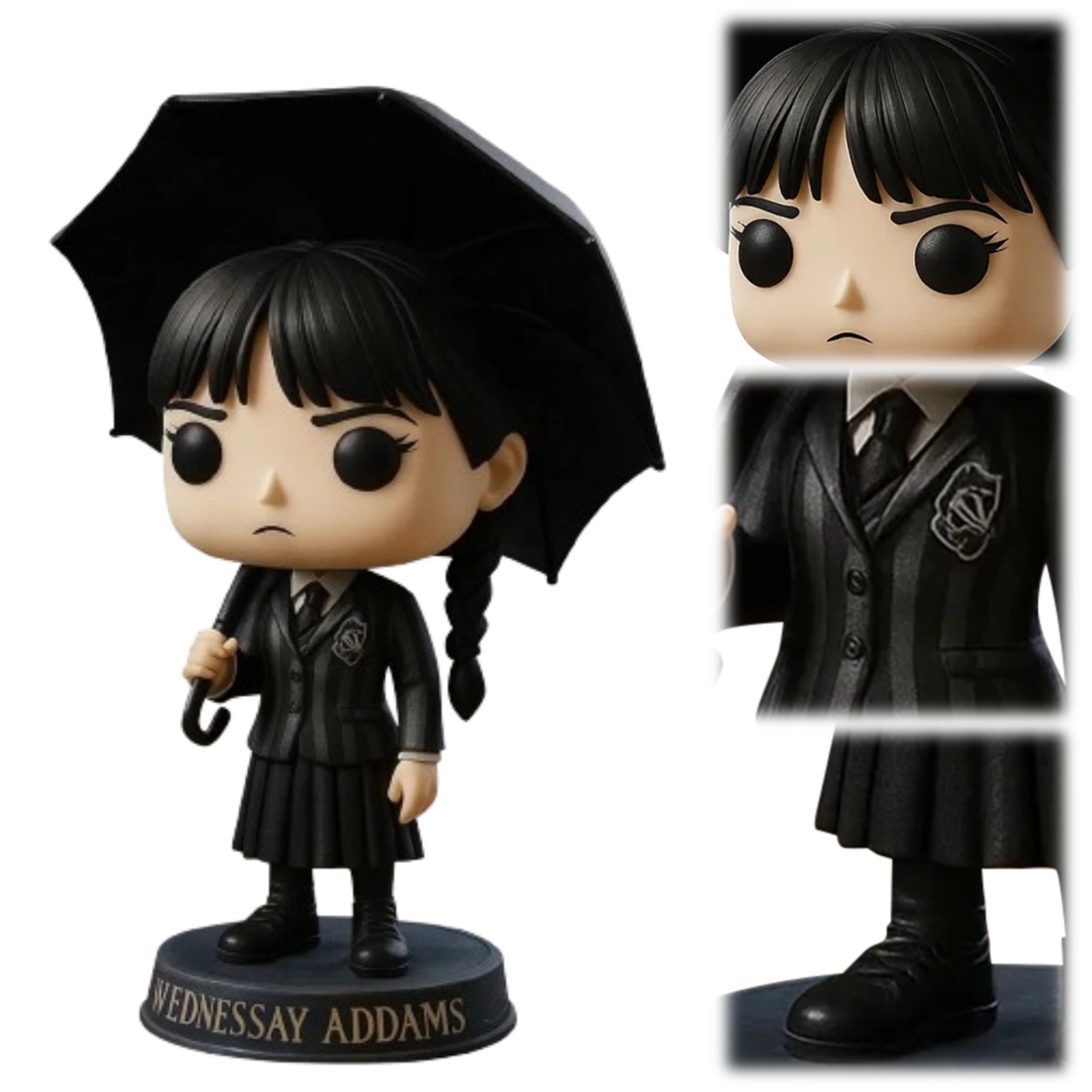 Wednesday Addams Doll - Intricately Detailed Black Uniform Outfit ...