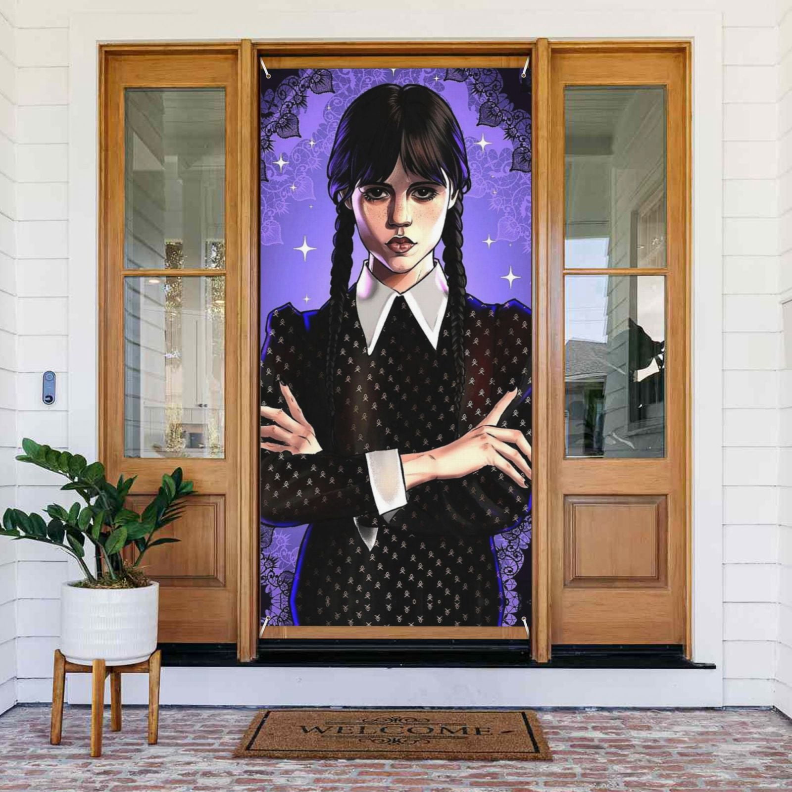 Wednesday Addams Door Cover Decorations Door Banner Porch Sign Banner ...
