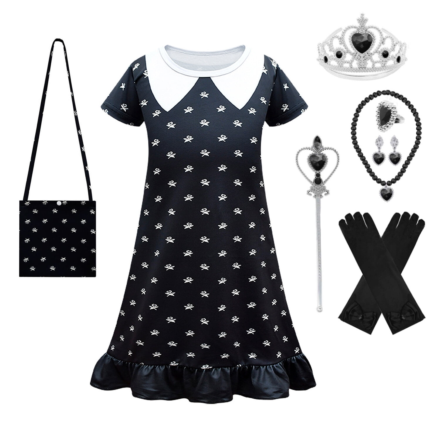 Wednesday Addams Family Cosplay Outfits Black Dress Up with Accessories ...