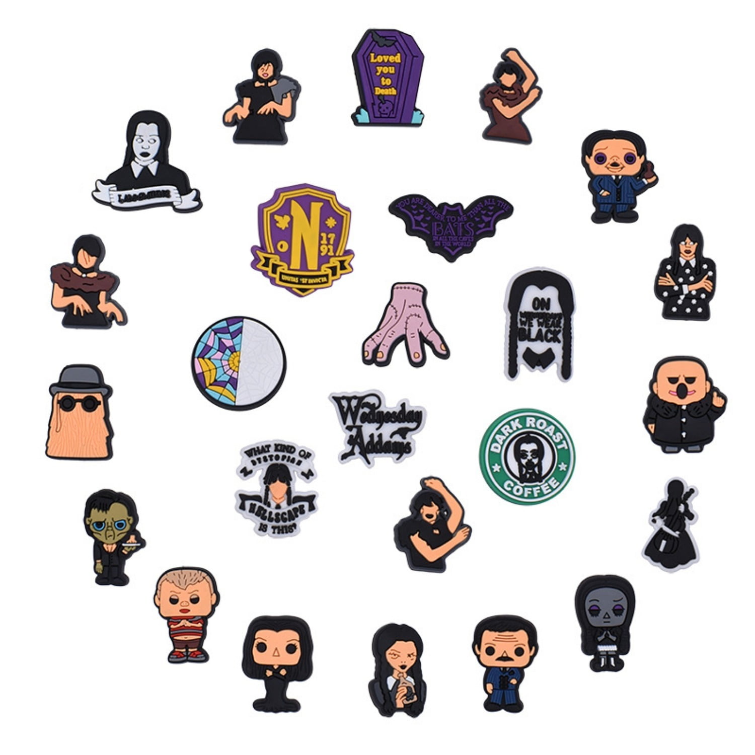 Wednesday Addams Family PVC Soft Rubber Shoes Decorative Buckle Hole ...