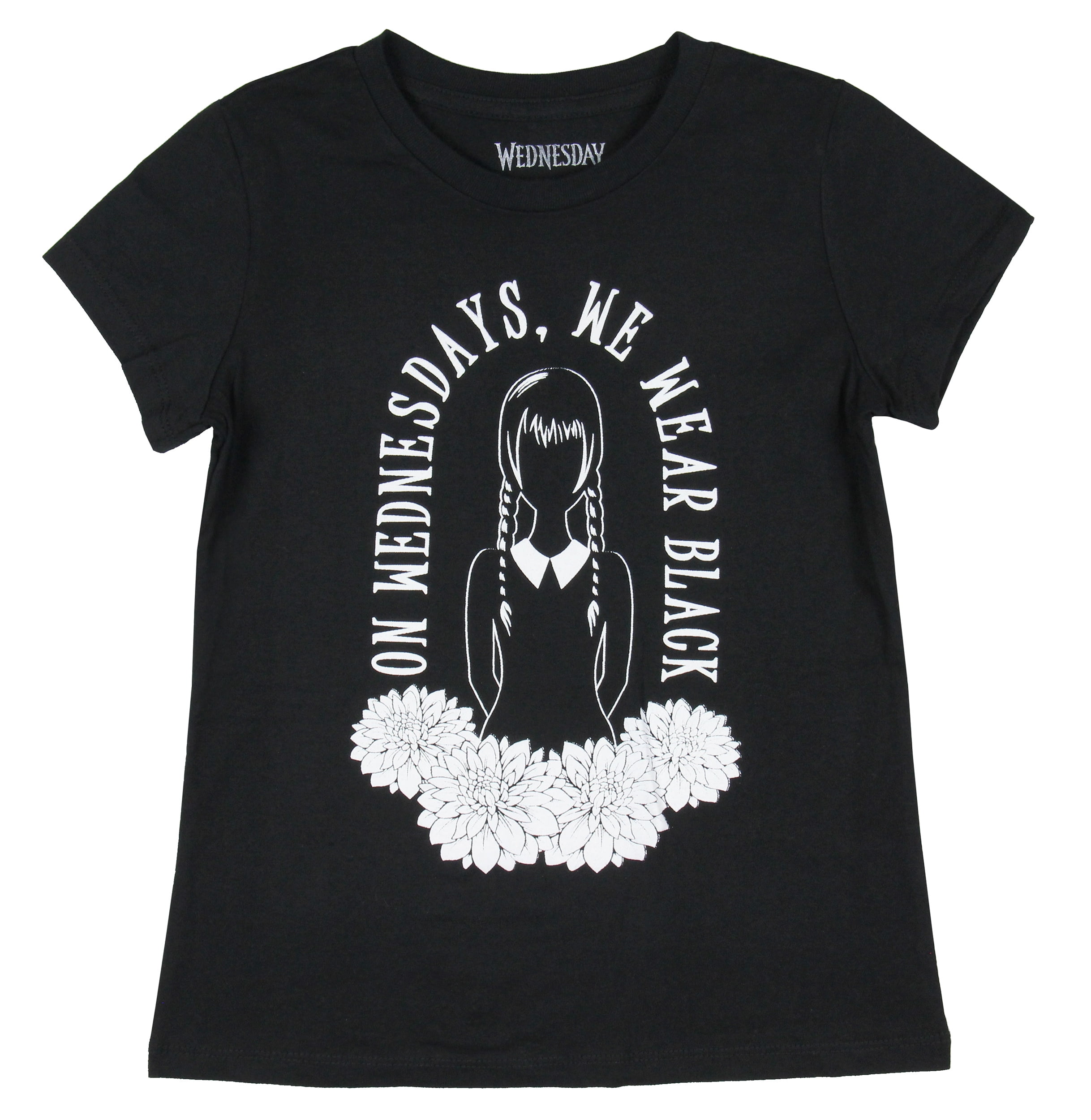 Wednesday Addams Girls' On Wednesday We Wear Black Graphic Print T ...