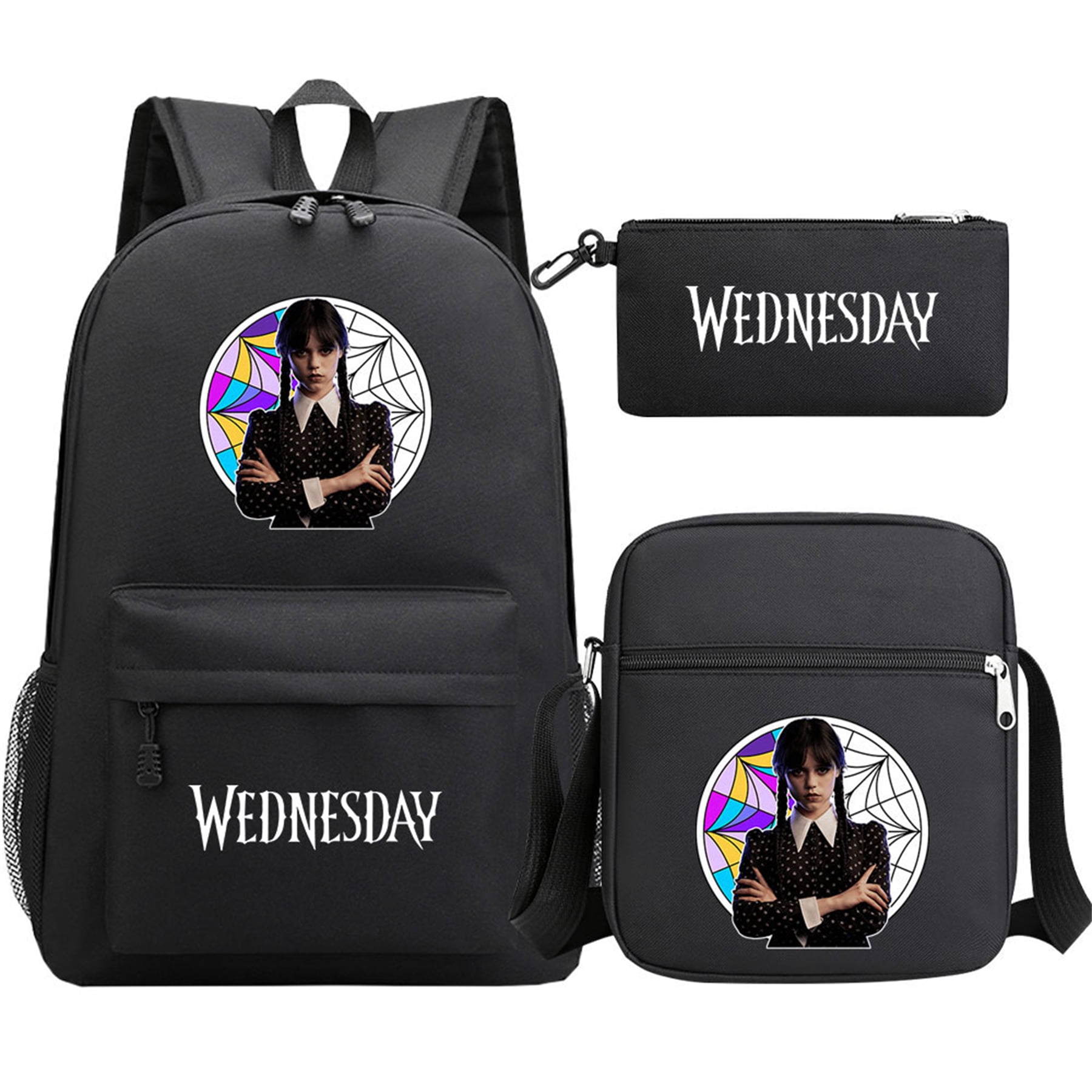 Wednesday Addams Graphic Backpack-Student School Backpack 3 in 1 Set ...
