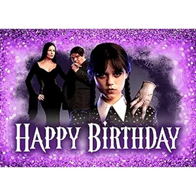 Wednesday Addams Happy Birthday Edible Image Cake Topper For Quarter ...