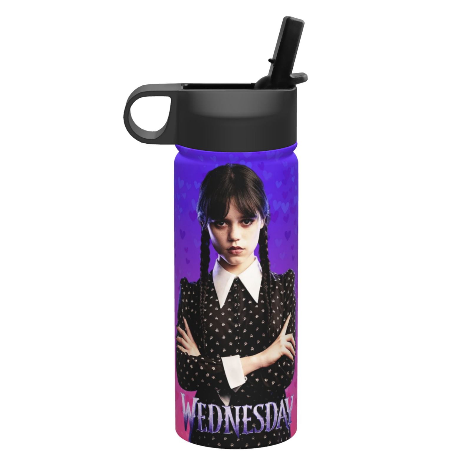 Wednesday Addams Kids Insulated Water Bottle With Straw - 18 Oz ...