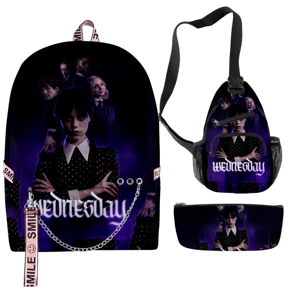Wednesday Addams Merch Backpack Rucksack Cosplay Zipper Pack Schoolbag ...