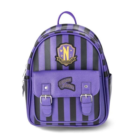 Wednesday, Women's Striped Mini Backpack, Purple and Black - Walmart.com