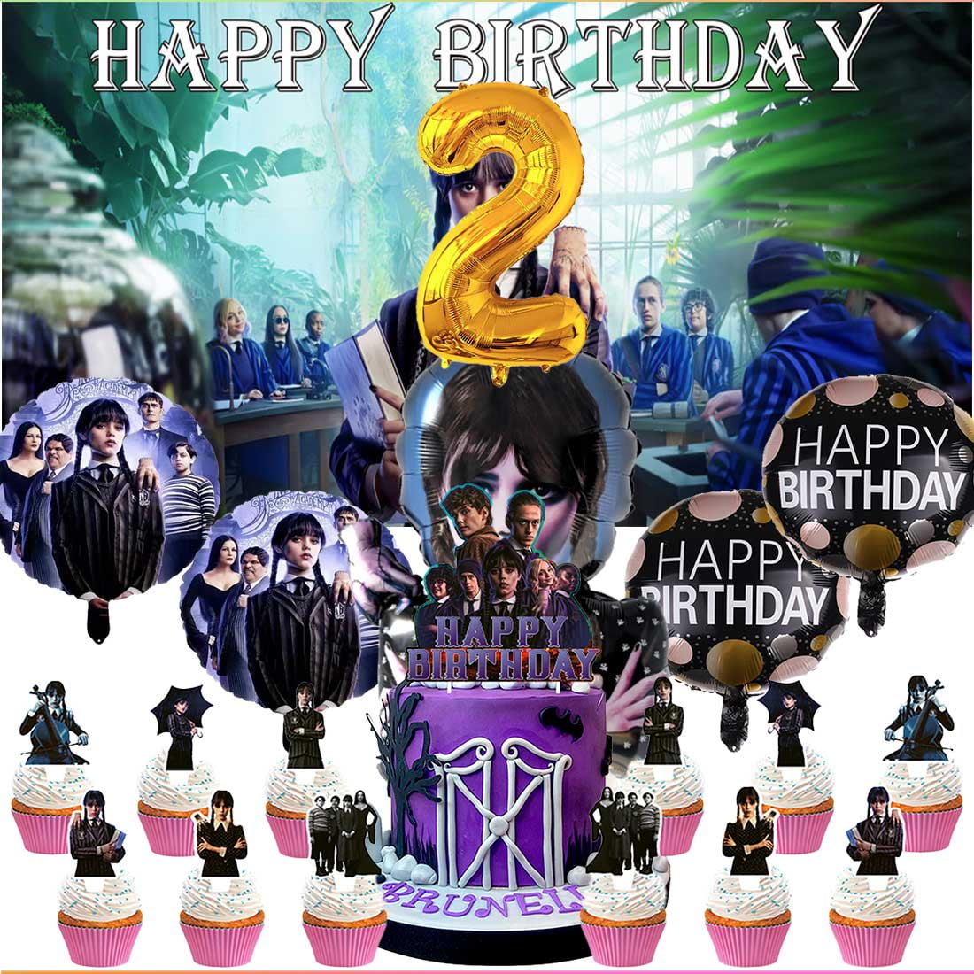 Wednesday Addams Party Supplies Decor 2nd Kit Balloons Birthday Cake ...