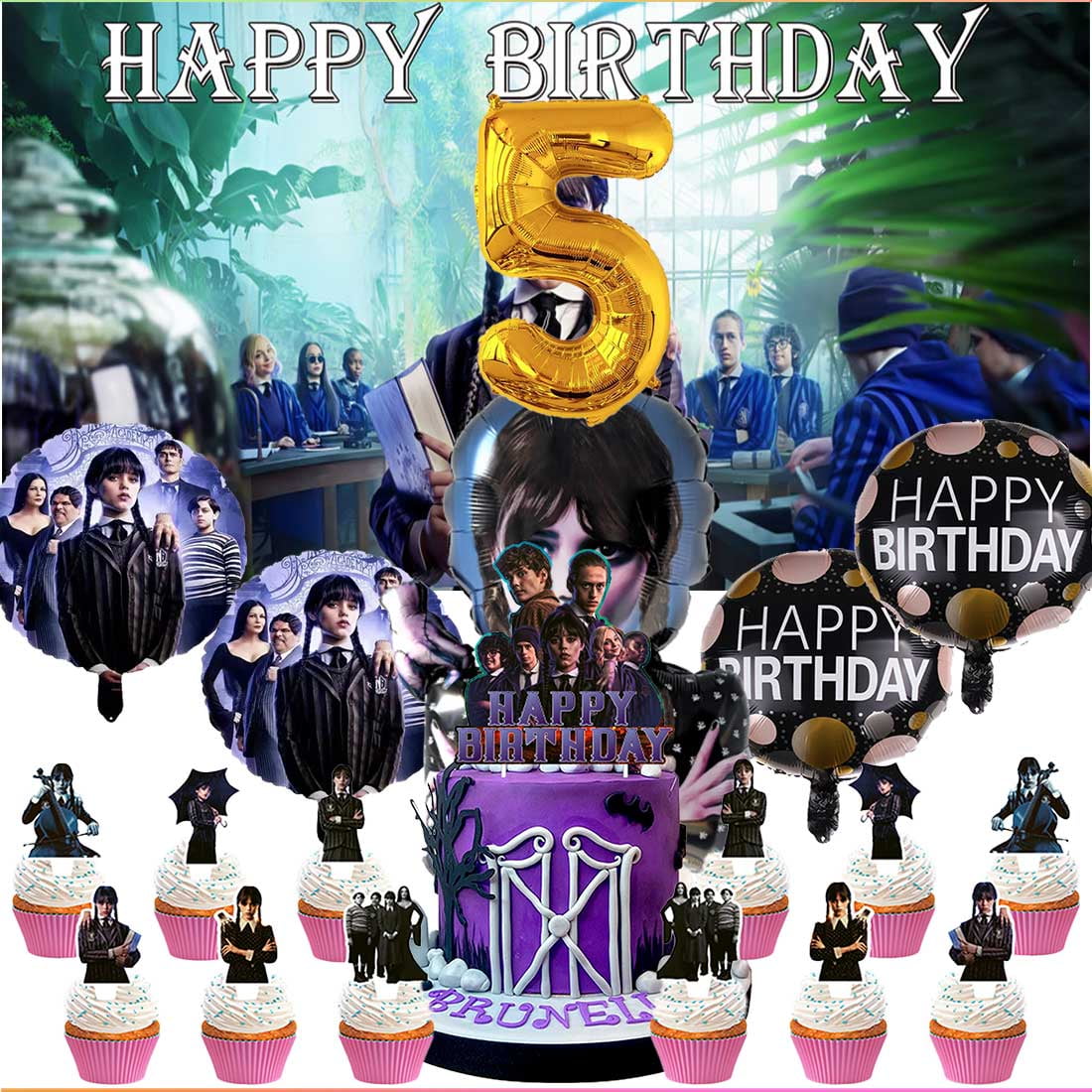 Wednesday Addams Party Supplies Decor 5th Kit Balloons Birthday Cake ...