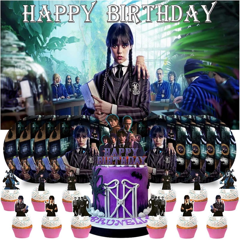 Wednesday Addams Party Supplies Decor Backdrop Plates Background Cake ...