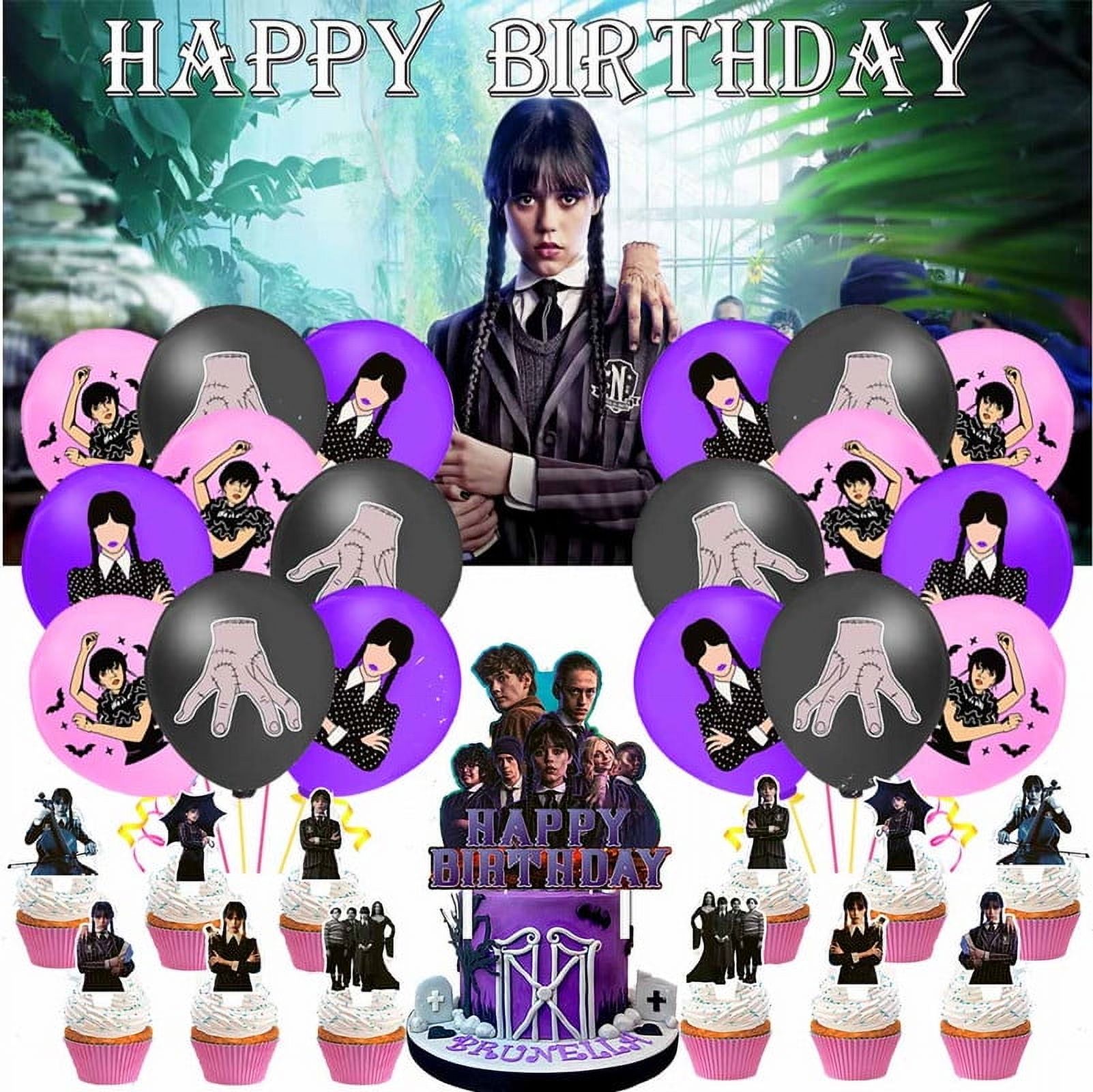 Wednesday Addams Party Supplies Decor Cake Topper Birthday Backdrop ...