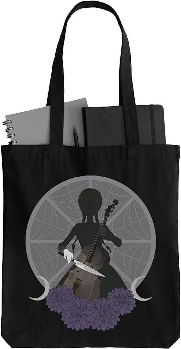 Wednesday Addams Playing Cello Black Canvas Tote Bag, Everyday Bag for ...
