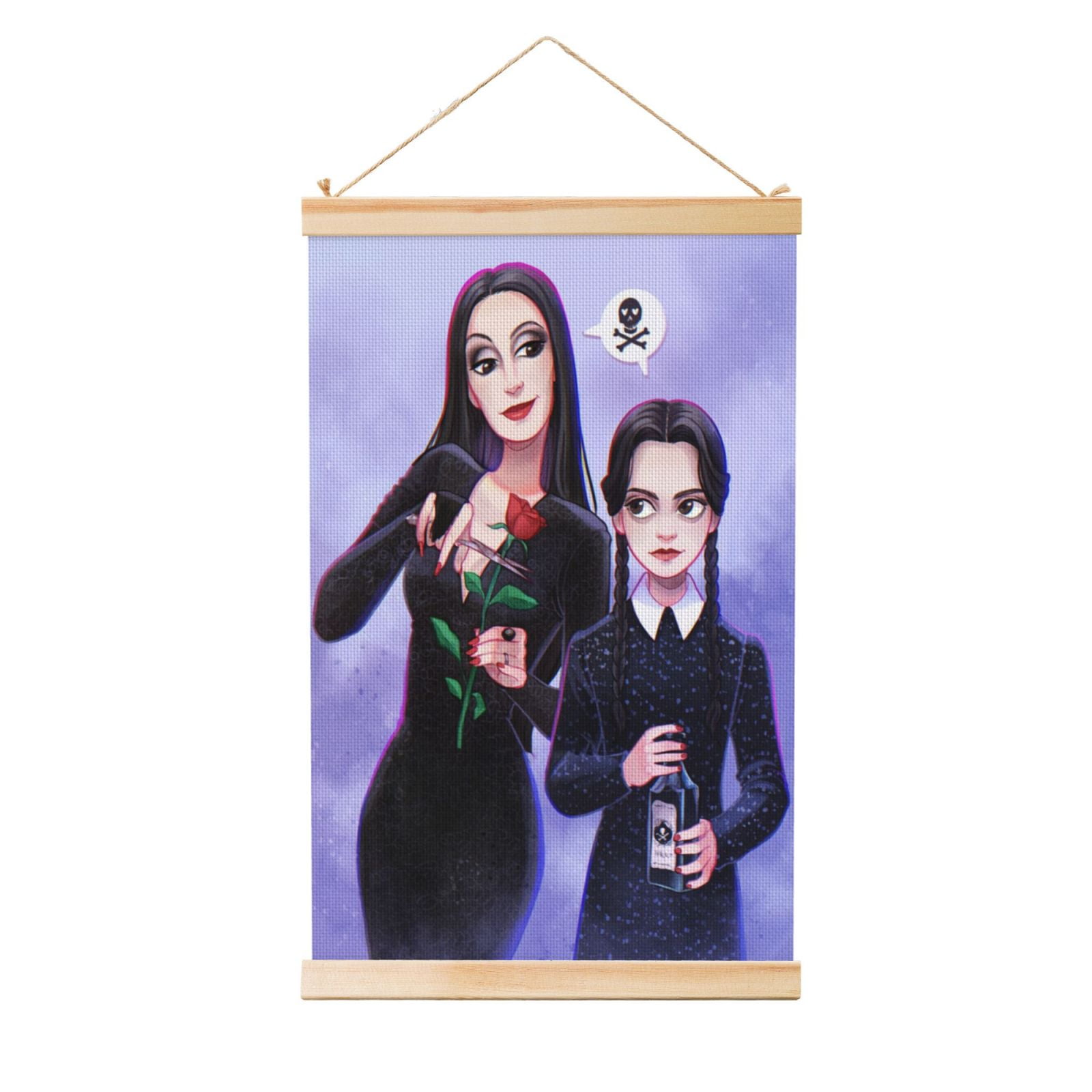Wednesday Addams Poster Aesthetic Canvas Wooden Shaft Wall Art Hanging ...