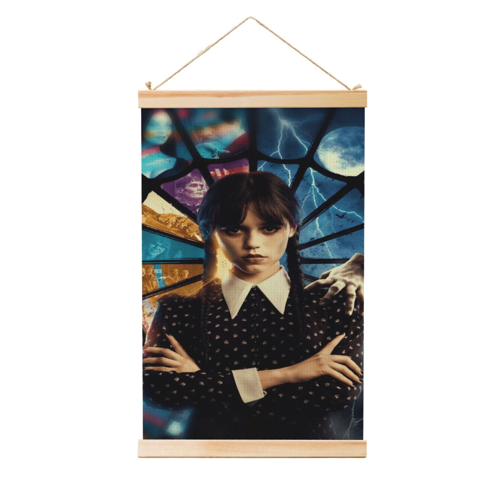 Wednesday Addams Poster Aesthetic Canvas Wooden Shaft Wall Art Hanging ...