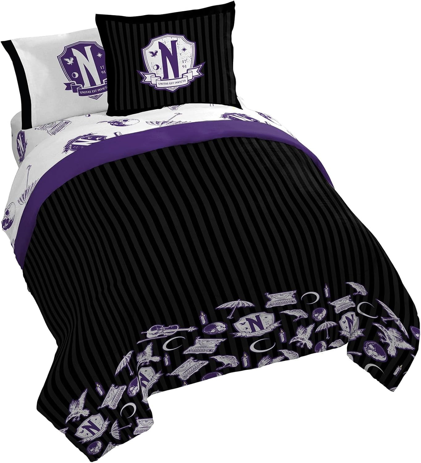 Wednesday Addams Queen Comforter Set - 7 Piece Bedding with Sheet Set ...